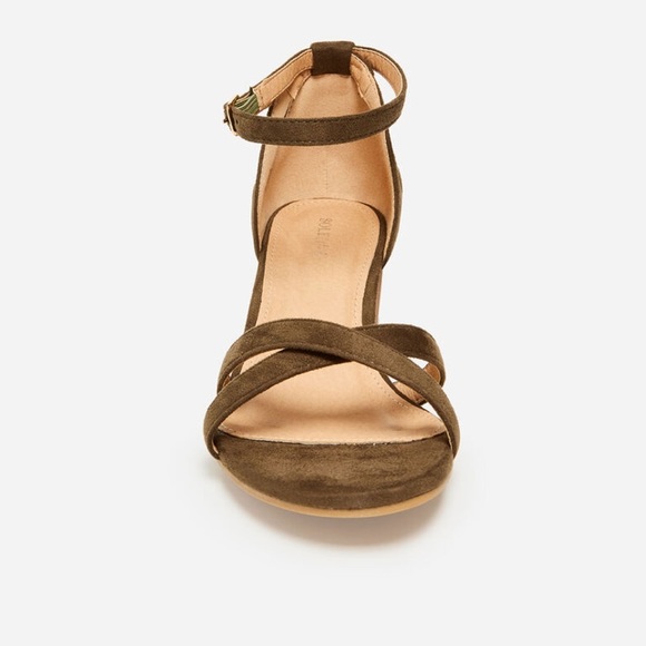 Ashley Stewart | Shoes | Sole Lift X As Faux Wide Width Olive Sandal ...